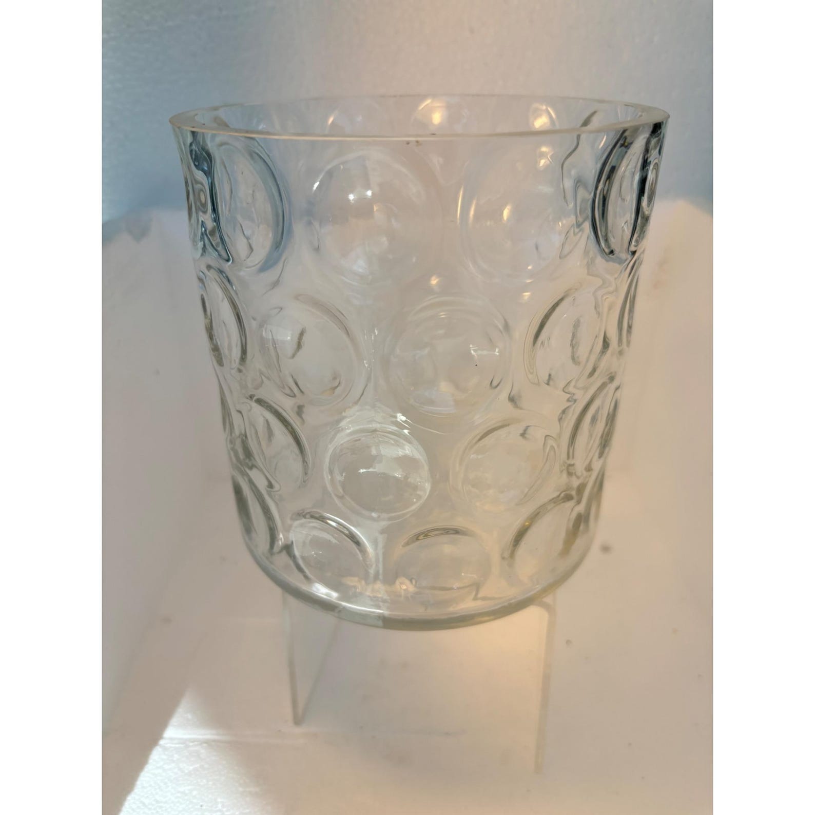 Inverted Retro BUBBLE GLASS CYLINDER Vase or Ice Bucket 6” X 6” Thick ...