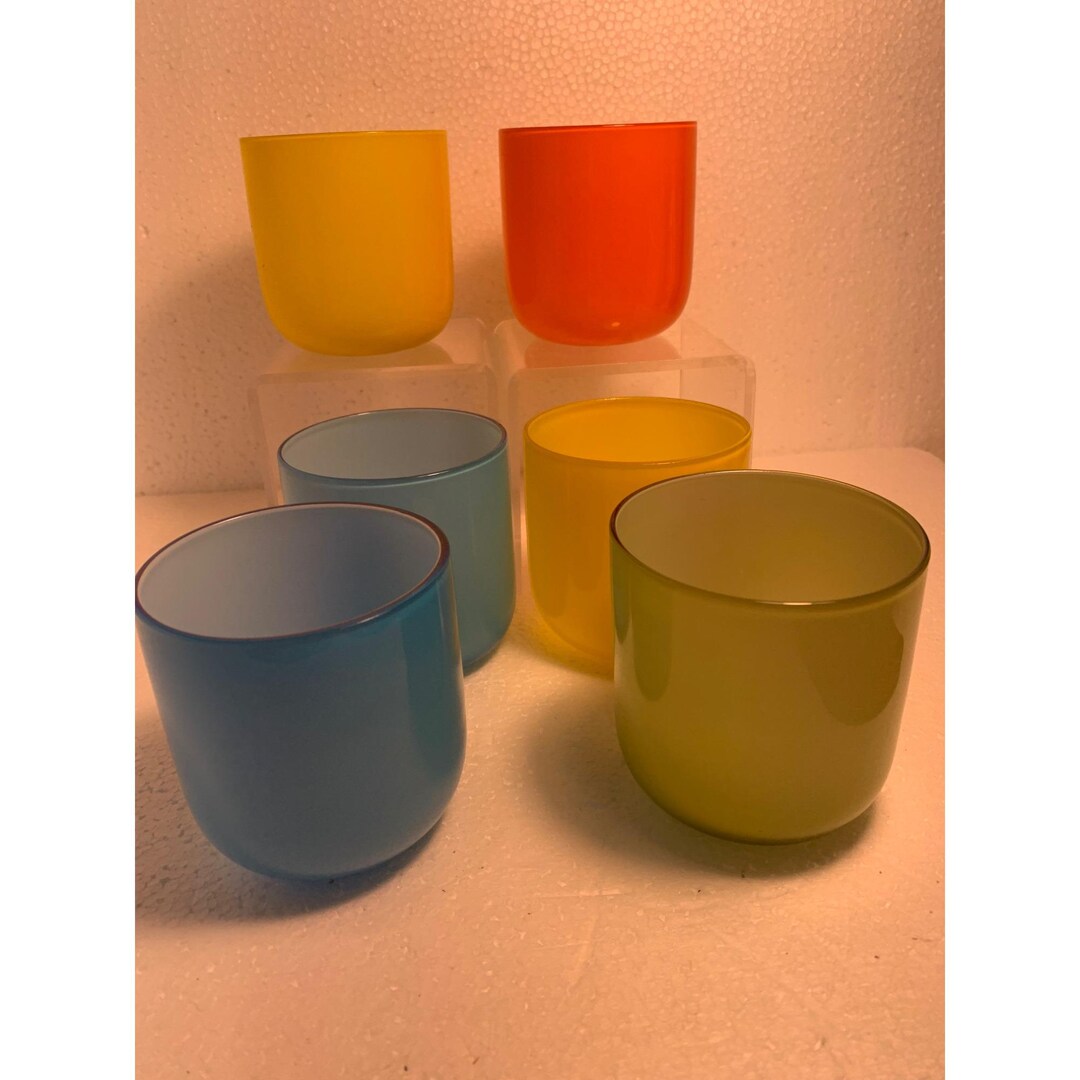 6 MCM Cocktail Glasses Cased White Glass Inside Hand Blown - Etsy