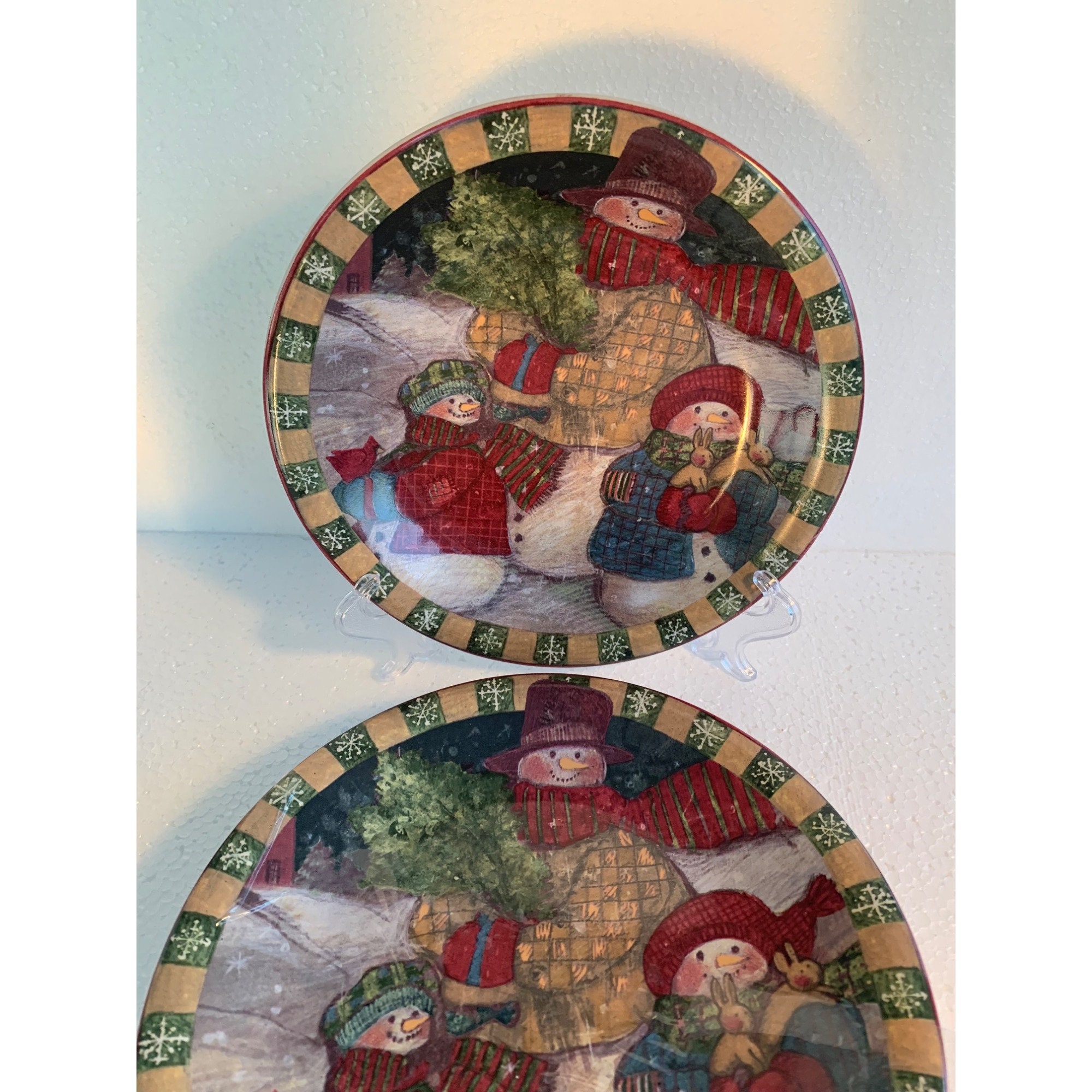 4 Btg Susan Winget Salad Plates 8 Snowman - Etsy