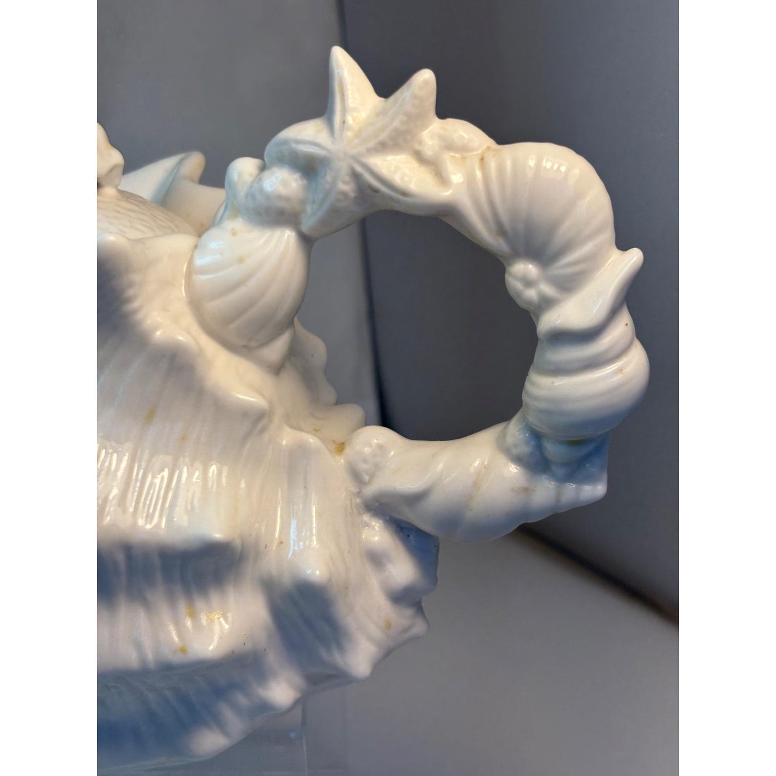 Blue Sky Conch Tea Pot White 10” X 7” Ceramic Ocean Beach - Etsy