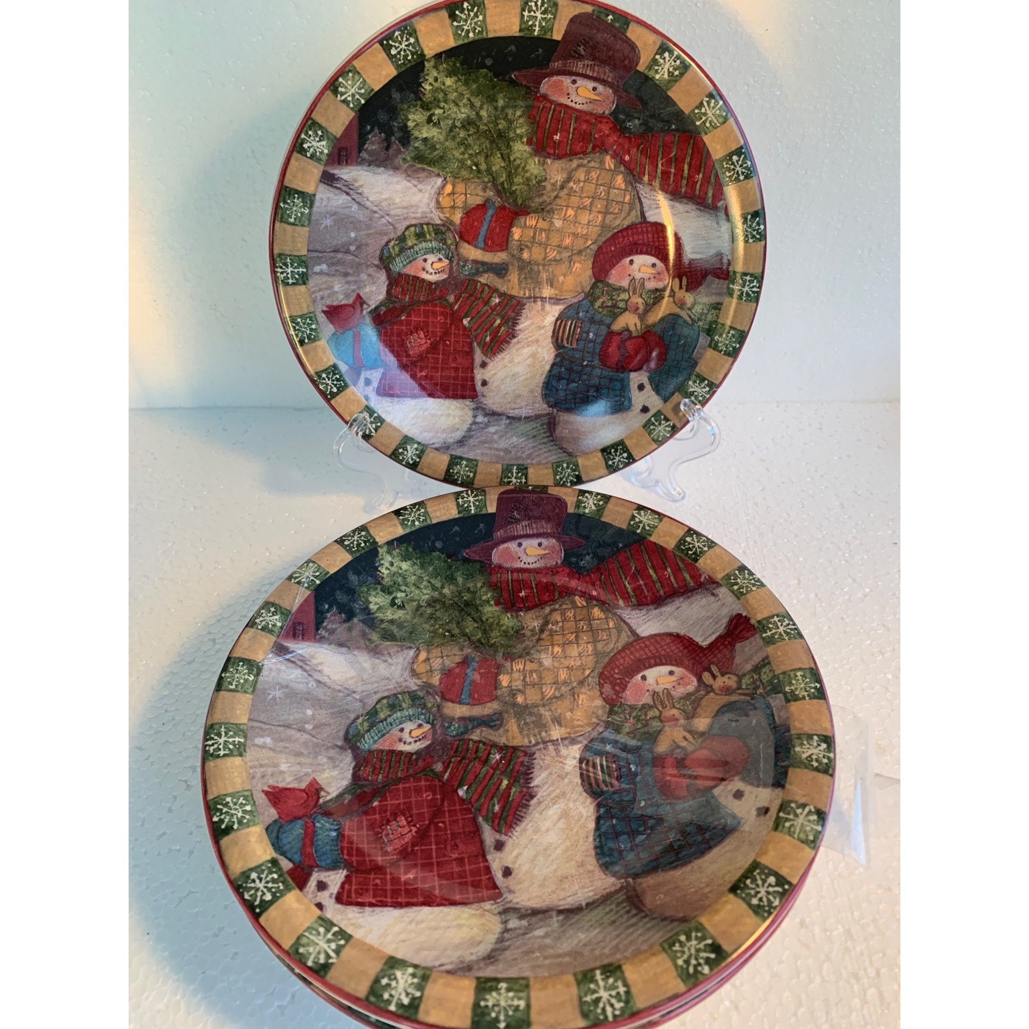 4 Btg Susan Winget Salad Plates 8” Snowman - Etsy