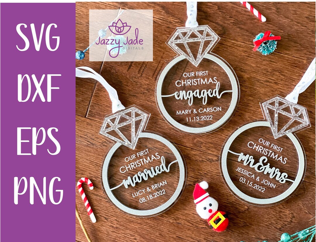Our First Christmas Married Ornament Svg, ,our First Christmas Engaged ...