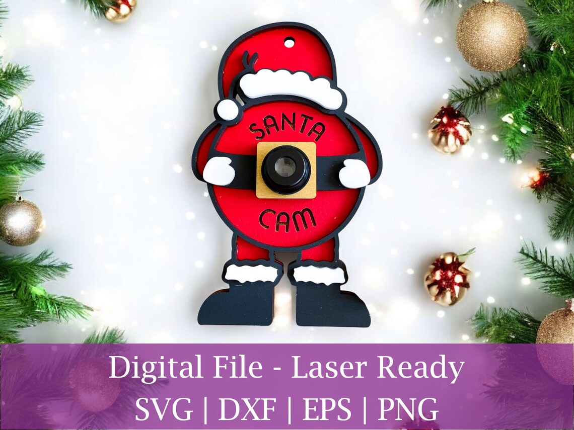 Santa Cam Svg, 2025 Christmas Ornaments Svg, Christmas Laser File ...