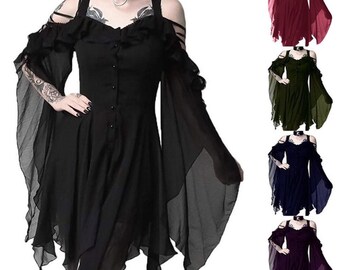 Goth Bell Sleeve Dress - Etsy