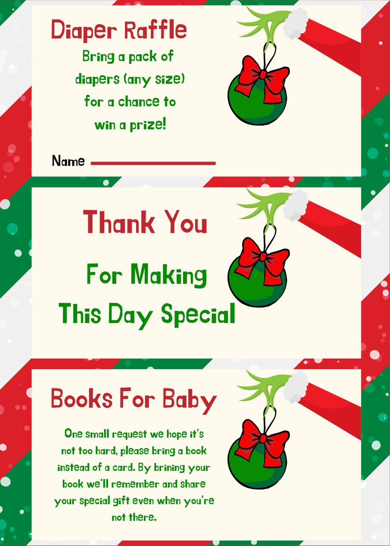 Editable Grinch Baby Shower Invitation Set With Games, Grinchmas Baby ...