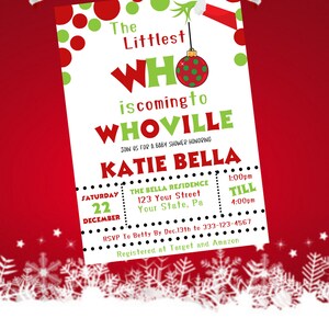 Grinch Baby Shower Invitation, Whoville Baby Shower, Holiday Baby ...
