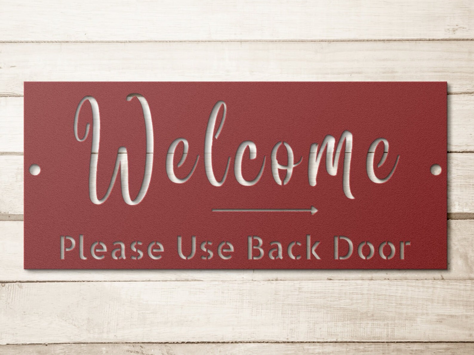 Welcome Please Use Back Door Sign, Directional Entrance Sign, Sign for ...