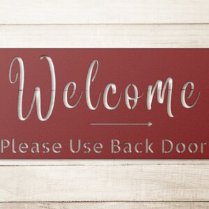 Welcome Please Use Back Door Sign, Directional Entrance Sign, Sign for ...