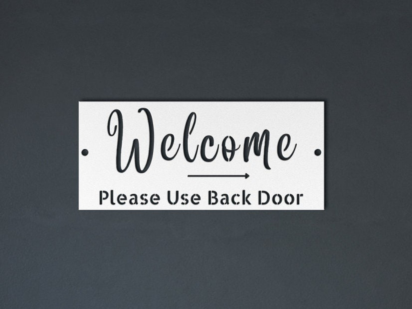 Welcome Please Use Back Door Sign, Directional Entrance Sign, Sign for ...