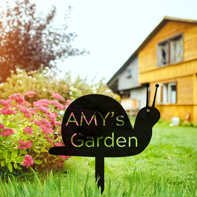 Custom Snail Metal Garden Decor, Personalized Garden Sign, Custom ...