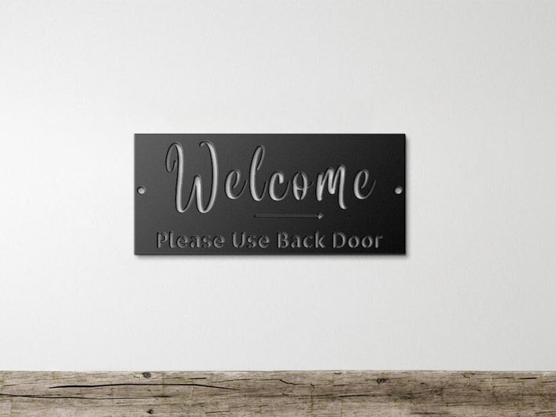Welcome Please Use Back Door Sign, Directional Entrance Sign, Sign for ...