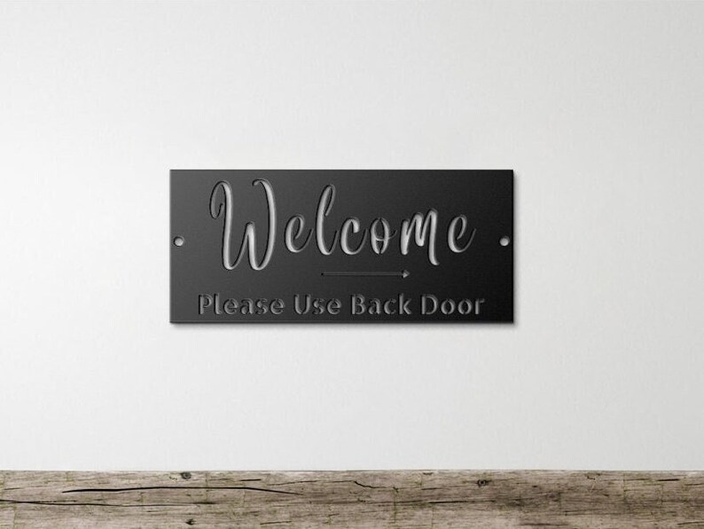 Welcome Please Use Back Door Sign Directional Entrance Sign - Etsy