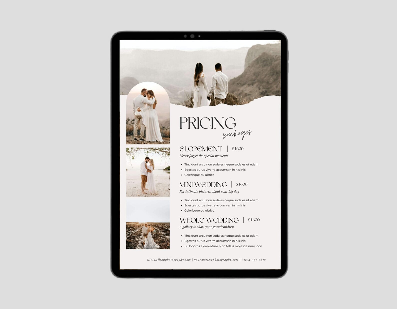 Photography Pricing Guide Template | Wedding Package | Price Guide ...