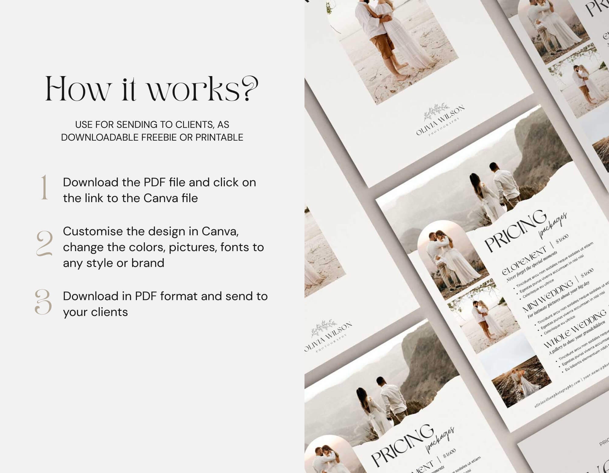 Photography Pricing Guide Template | Wedding Package | Price Guide ...