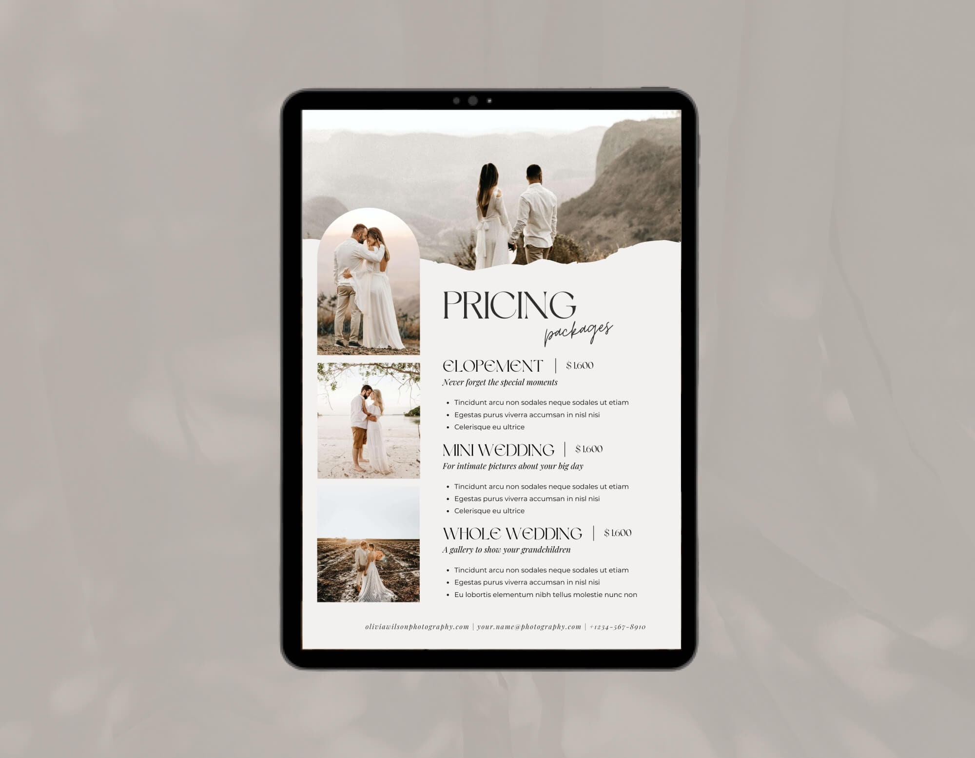 Photography Pricing Guide Template | Wedding Package | Price Guide ...