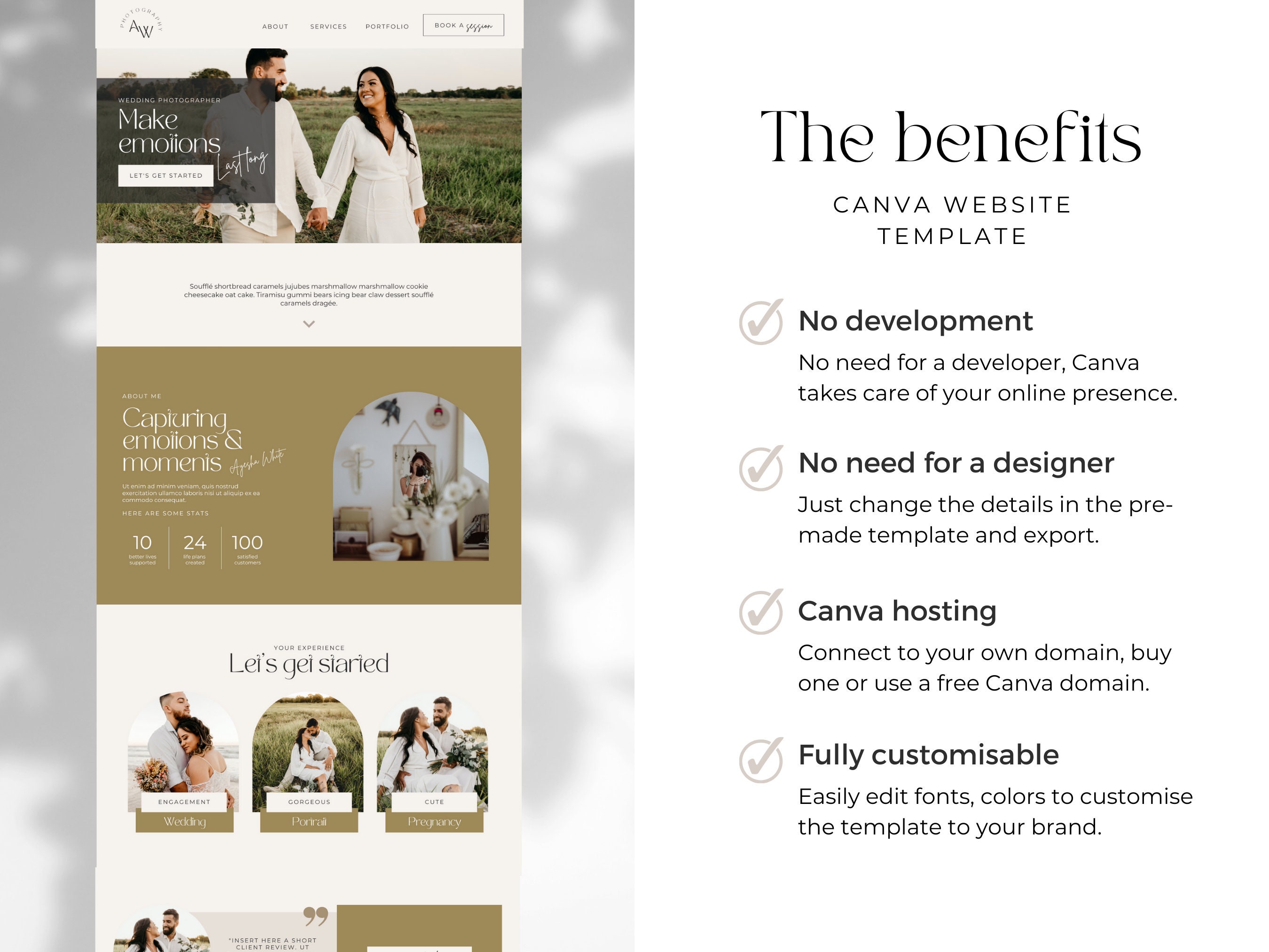 Boho Website Template for Photographers in Canva Photographer Website ...