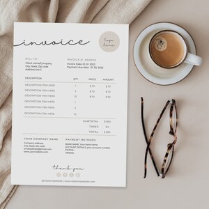 Boho Invoice Template for Small Businesses Printable Receipt Template ...