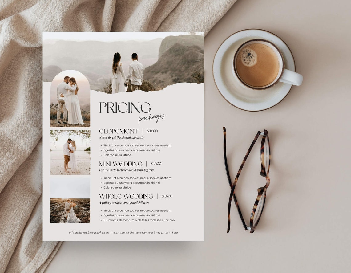 Photography Pricing Guide Template | Wedding Package | Price Guide ...