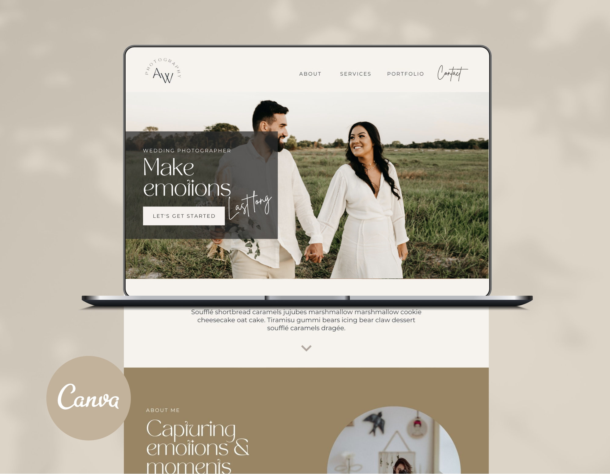 Boho Website Template for Photographers in Canva Photographer Website ...