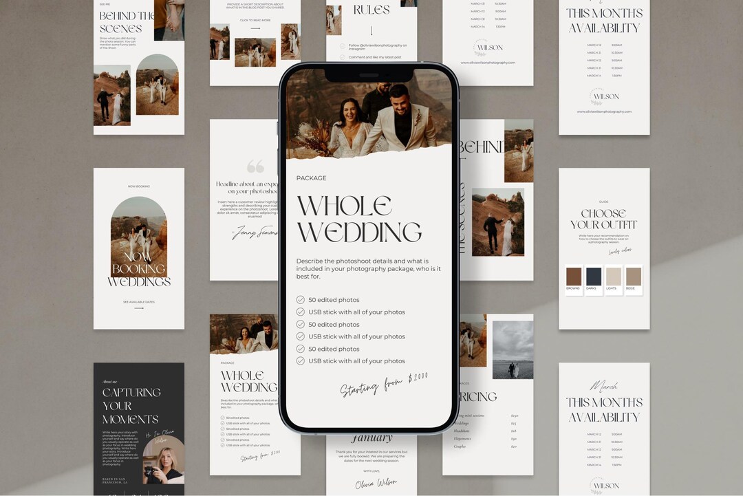 100+ Instagram Story Template Bundle Canva Premium Wedding Photographer ...