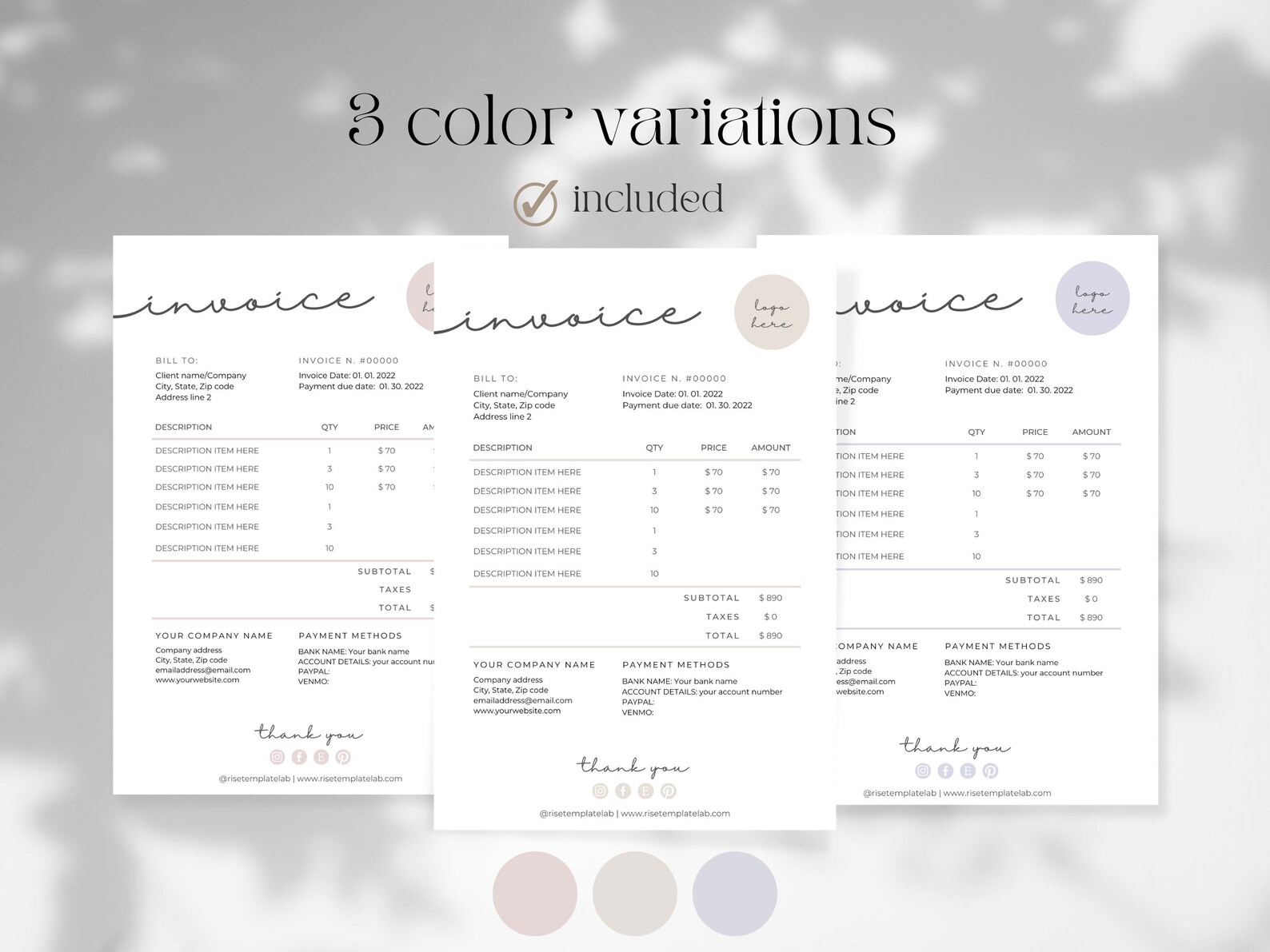 Boho Invoice Template for Small Businesses Printable Receipt Template ...