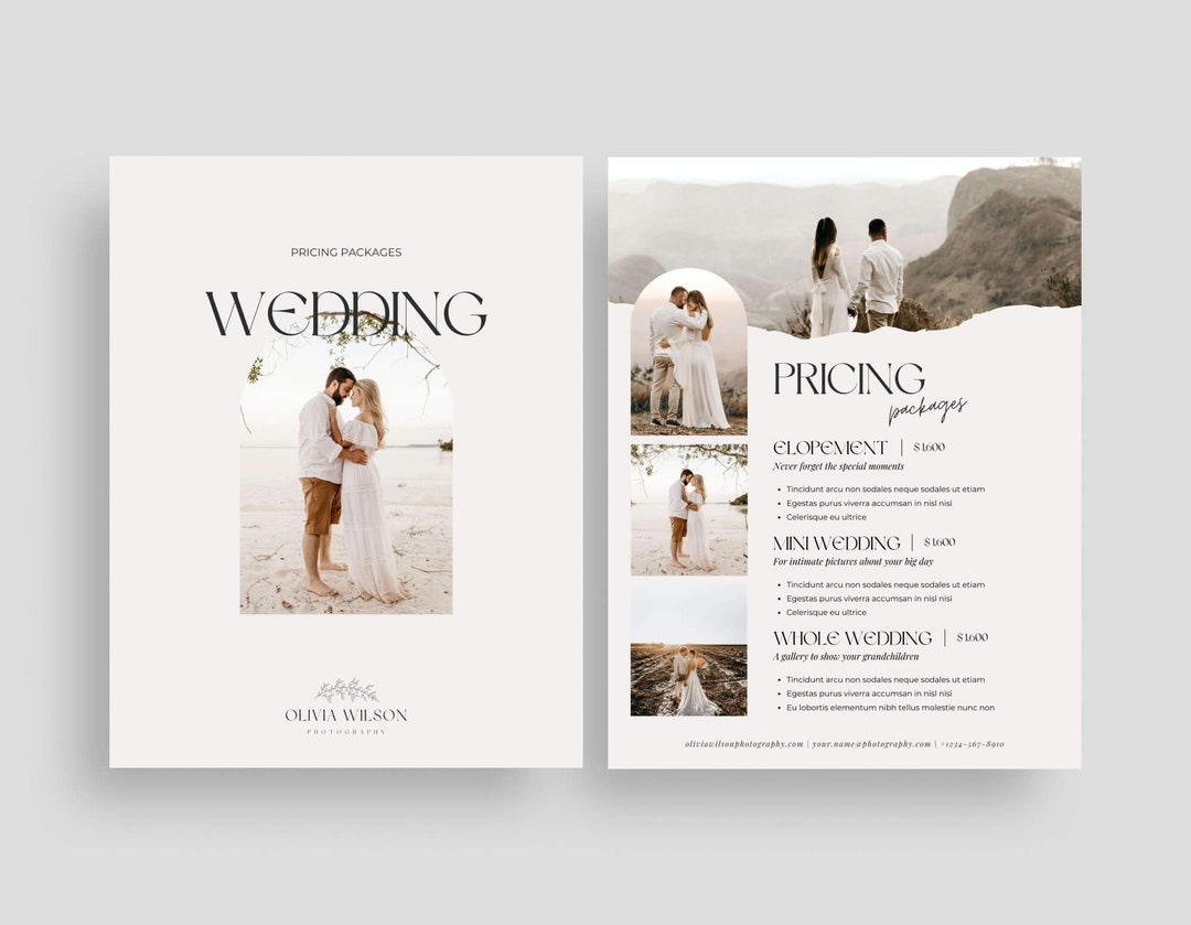 Photography Pricing Guide Template Wedding Package Price - Etsy