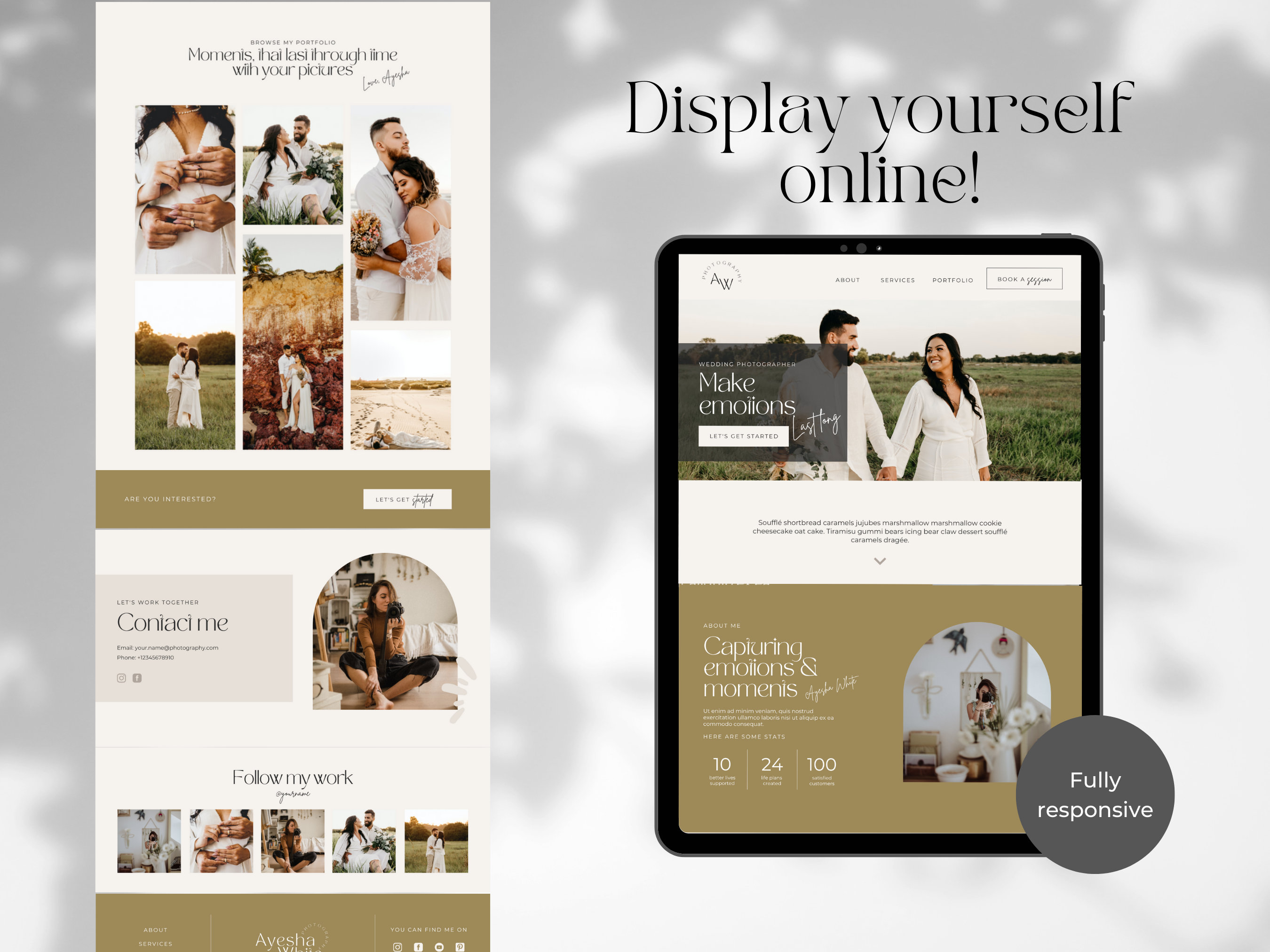 Boho Website Template for Photographers in Canva Photographer Website ...