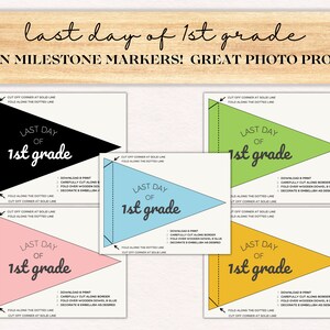 First Day of 1st Grade Sign, Last Day of 1st Grade, Kids Flag ...