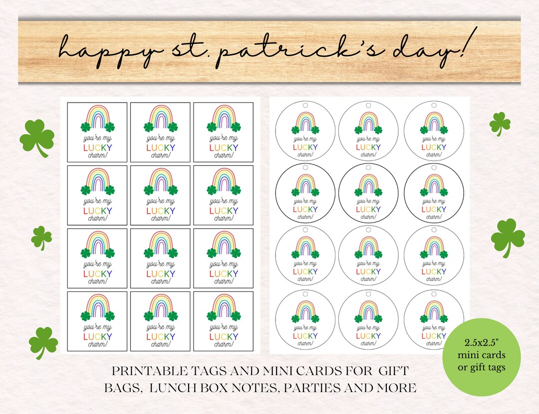 Printable St. Patrick's Day Tags, Happy St. Patrick's Day Notes, You're ...