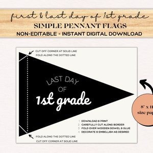 First Day of 1st Grade Sign, Last Day of 1st Grade, Kids Flag ...