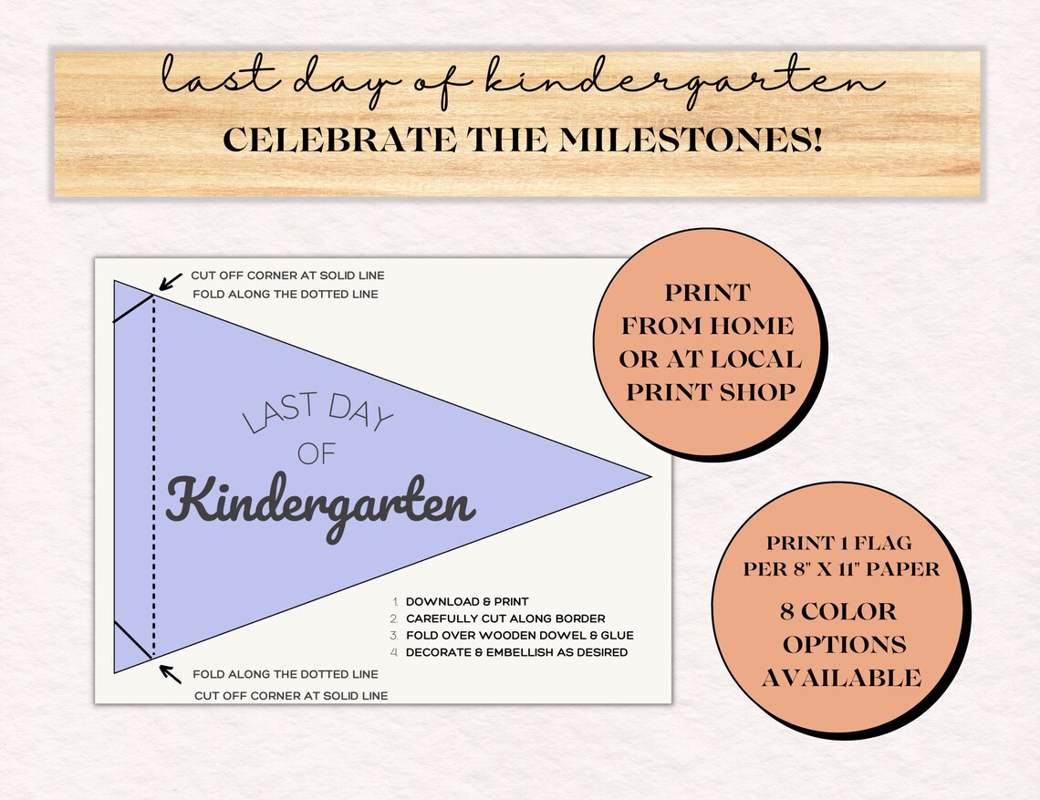 First Day of Kindergarten Sign, Last Day of Kindergarten Flag ...