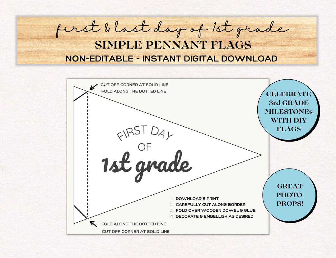 First Day of 1st Grade Sign, Last Day of 1st Grade, Kids Flag ...