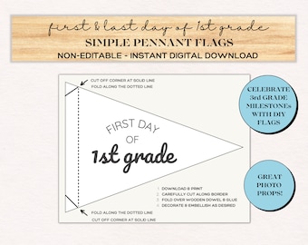 First Day of Kindergarten Sign, Last Day of Kindergarten Flag ...