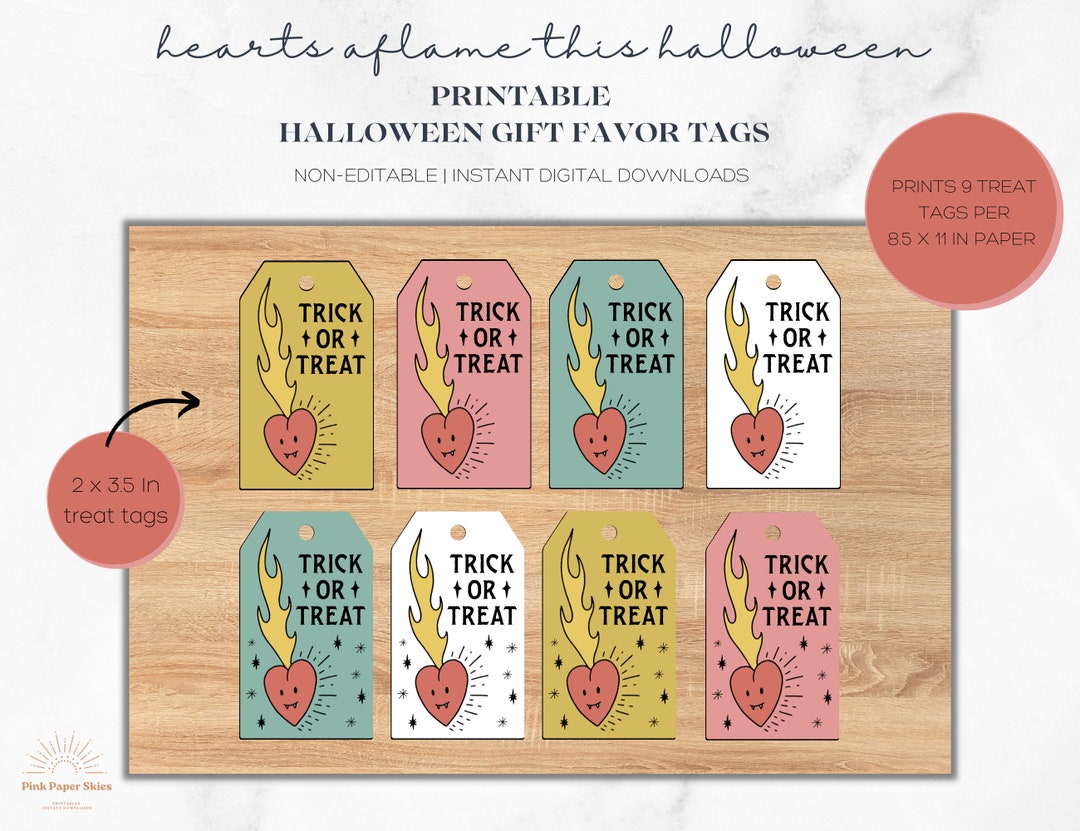 Halloween Gift Tags, Printable Halloween Treat Tags, Trick or Treat ...