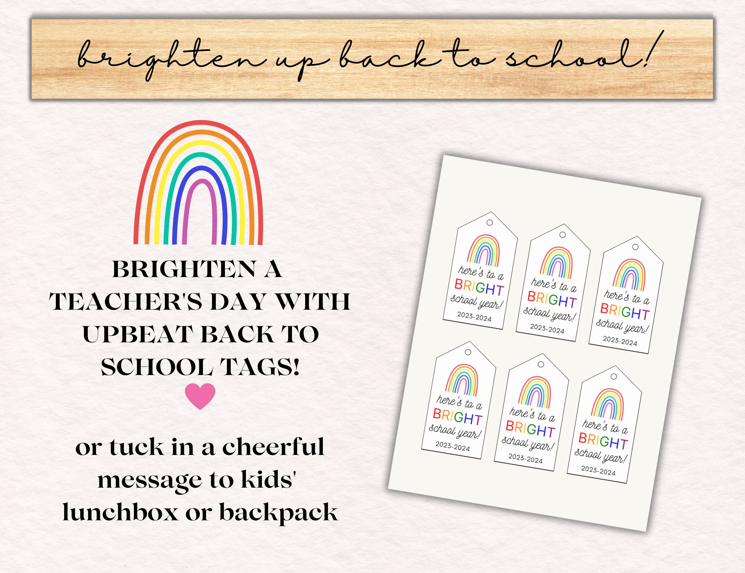 Back to School Teacher's Tag, First Day of School Tags, Printable ...