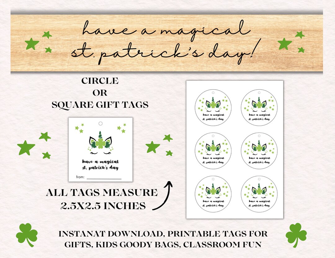 Printable St. Patrick's Day Tags, St. Patrick's Day Hanging Gift Tag ...