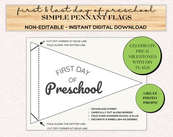 First Day of Kindergarten Sign, Last Day of Kindergarten Flag ...