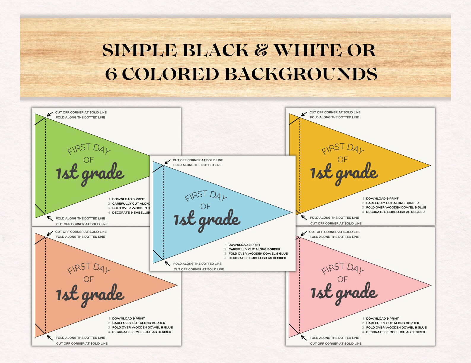 First Day of 1st Grade Sign, Last Day of 1st Grade, Kids Flag ...