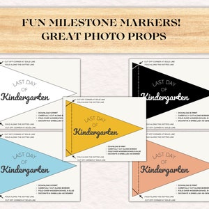 First Day of Kindergarten Sign, Last Day of Kindergarten Flag ...