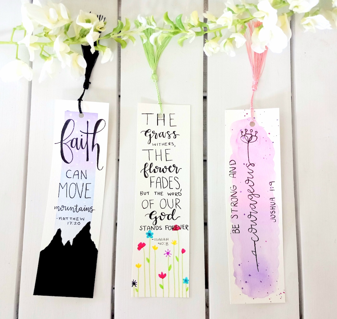 Bible Verse Bookmarks - Set of 3 - Floral Watercolor Bookmarks ...
