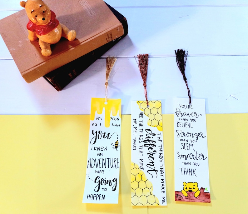 Winnie the Pooh Bookmarks-set of 3-handmade Watercolor Bookmarks-book ...