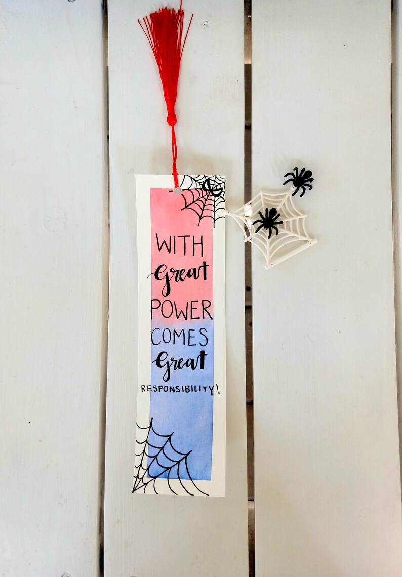 Superhero Watercolor Bookmarks Set of 3 Spider Superhero Tree Superhero ...