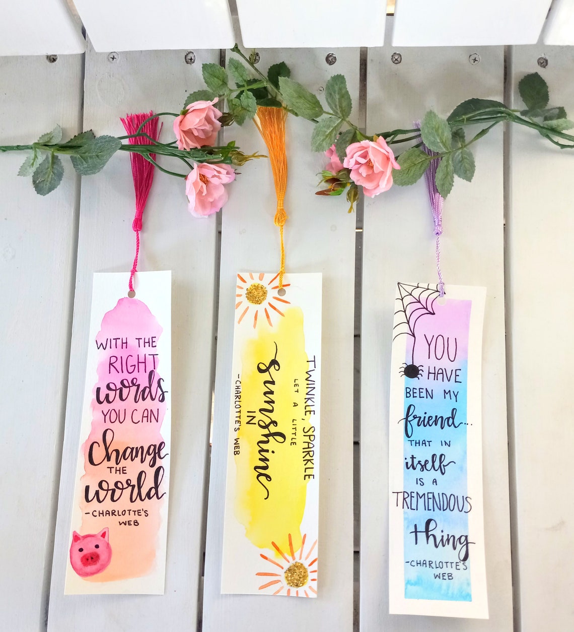 Charlotte's Web Bookmarks Set of 3 Literature Quotes Handmade ...