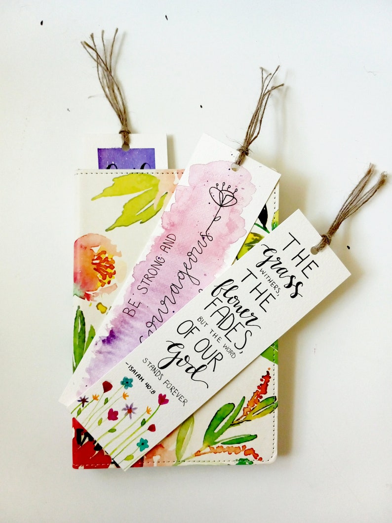 Bible Verse Bookmarks Set of 3 Floral Watercolor Bookmarks - Etsy