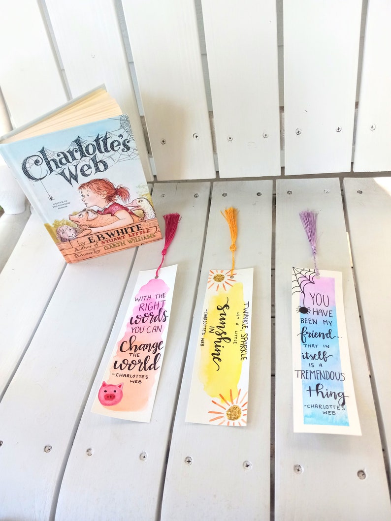 Charlotte's Web Bookmarks - Set of 3 - Literature Quotes - Handmade ...