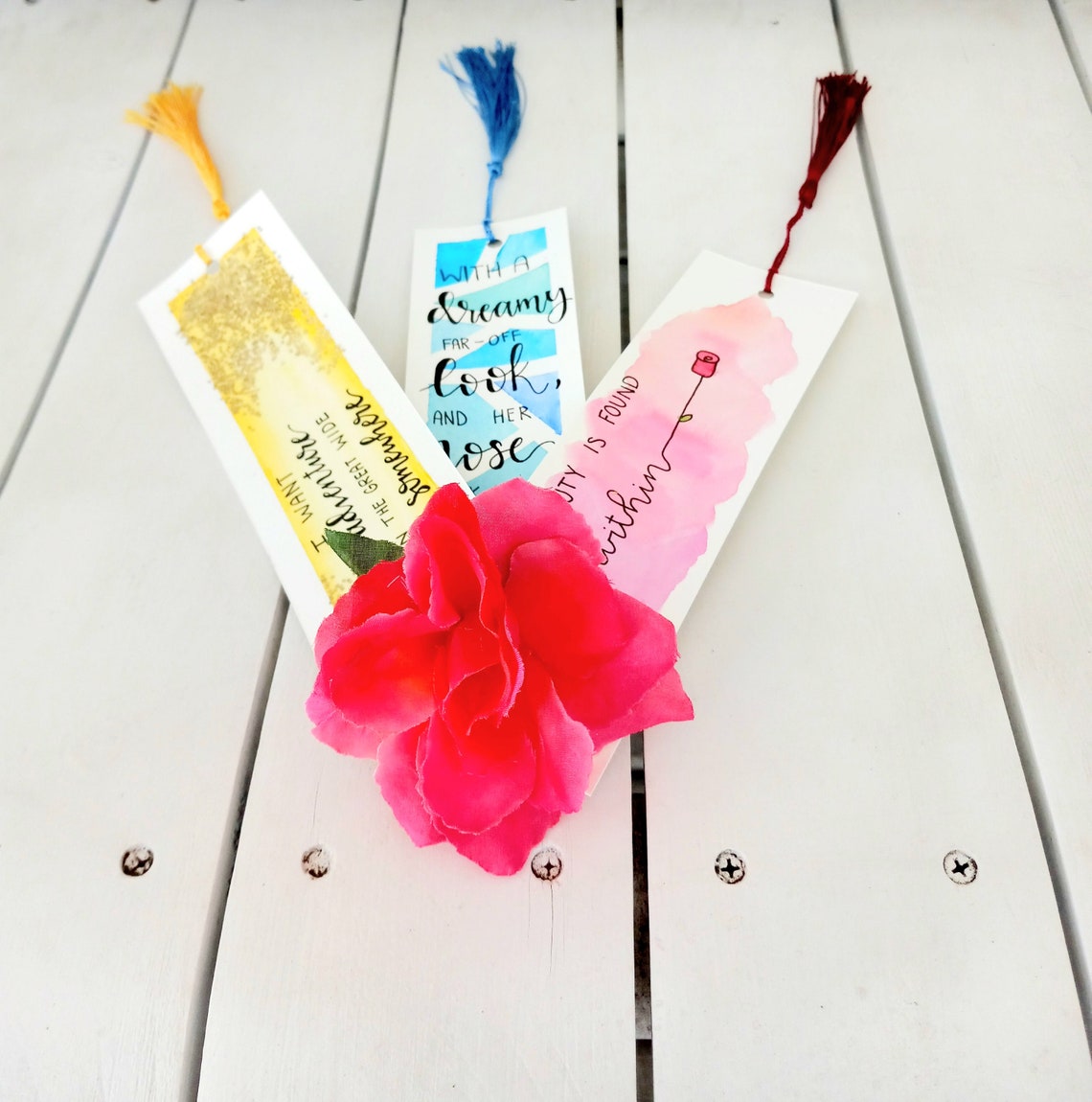 Beauty and the Beast Bookmarks Set of 3 Watercolor Belle Bookmarks ...
