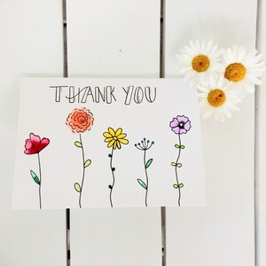 Floral Watercolor Thank You Cards - Set of 5 - Handmade Watercolor ...