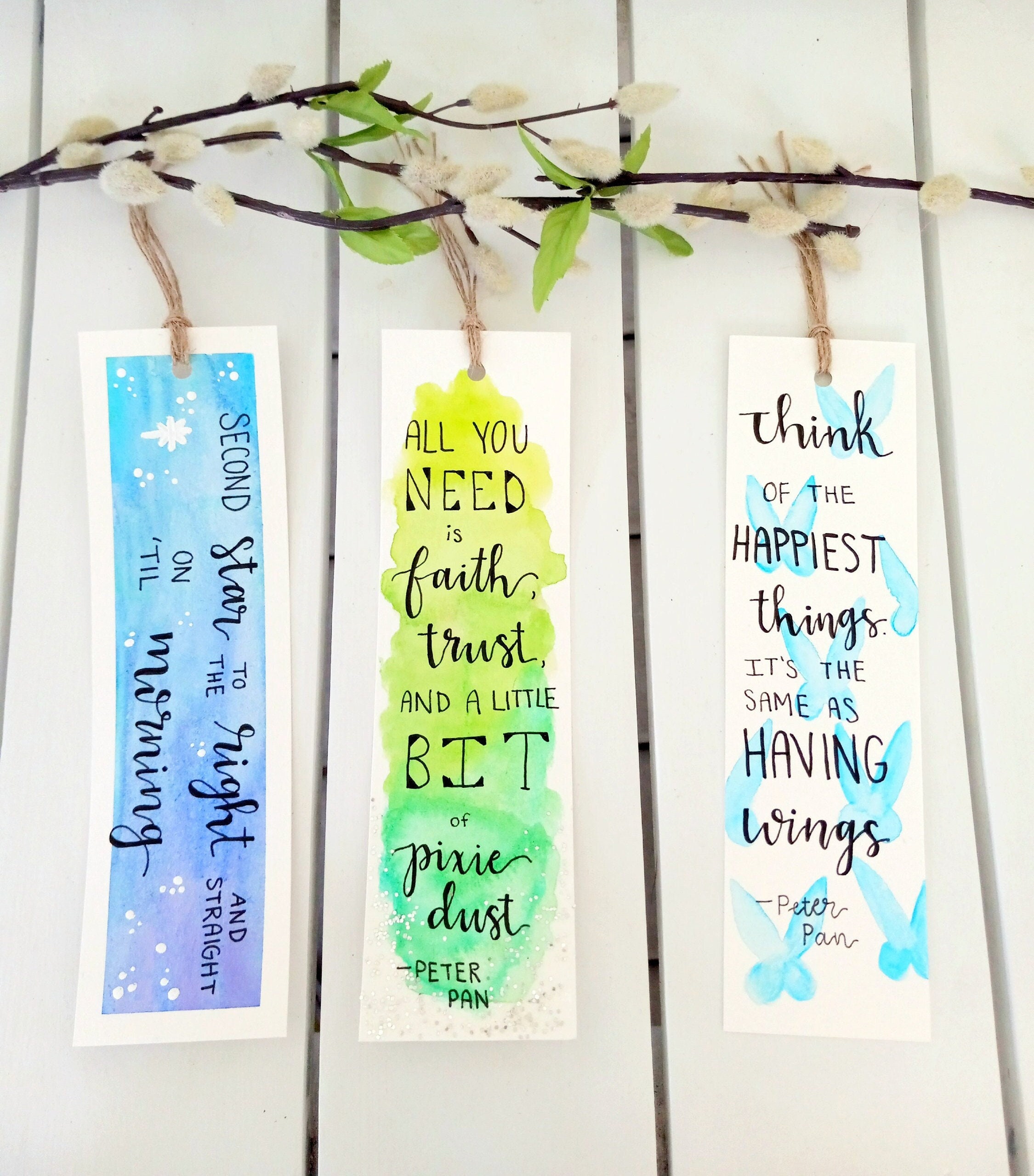 Peter Pan Bookmarks Set of 3 Watercolor Tinker Bell Bookmarks Peter Pan ...