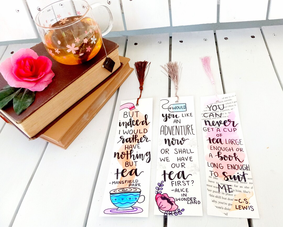 Tea Lovers Bookmarks-set of 3-watercolor Bookmarks-literature Tea ...