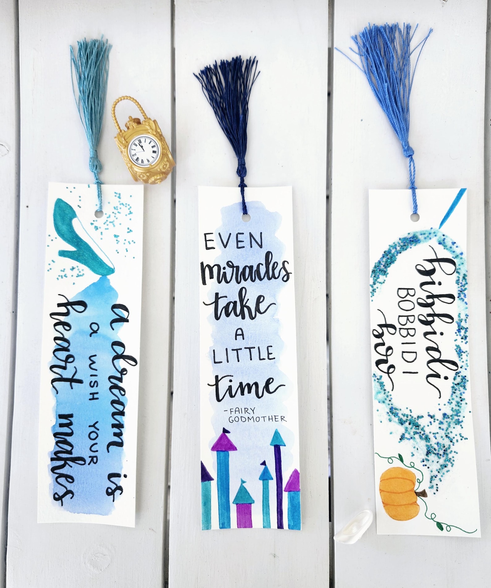 Cinderella Handmade Bookmarks - Set of 3 - Glass Slipper - Pumpkin ...